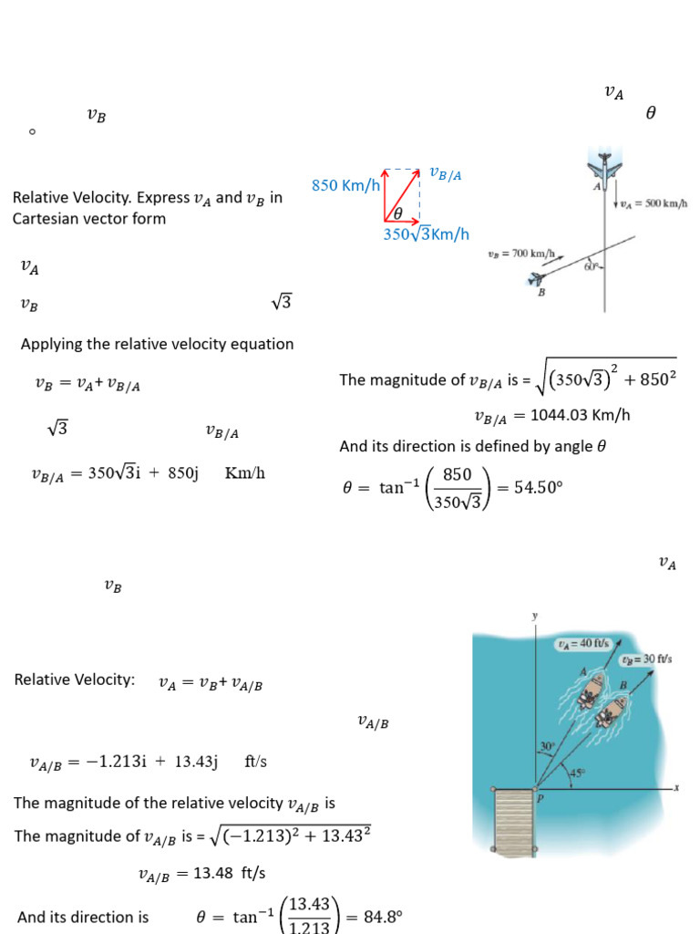 Relative Velocity Calculations in Motion | PDF | Velocity | Acceleration