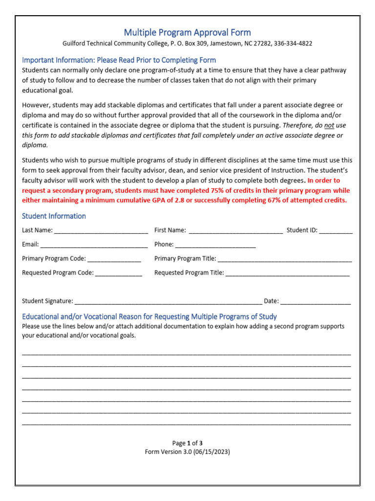 multiple-program-aproval-form-v2.1 | PDF | Diploma | Educational Stages