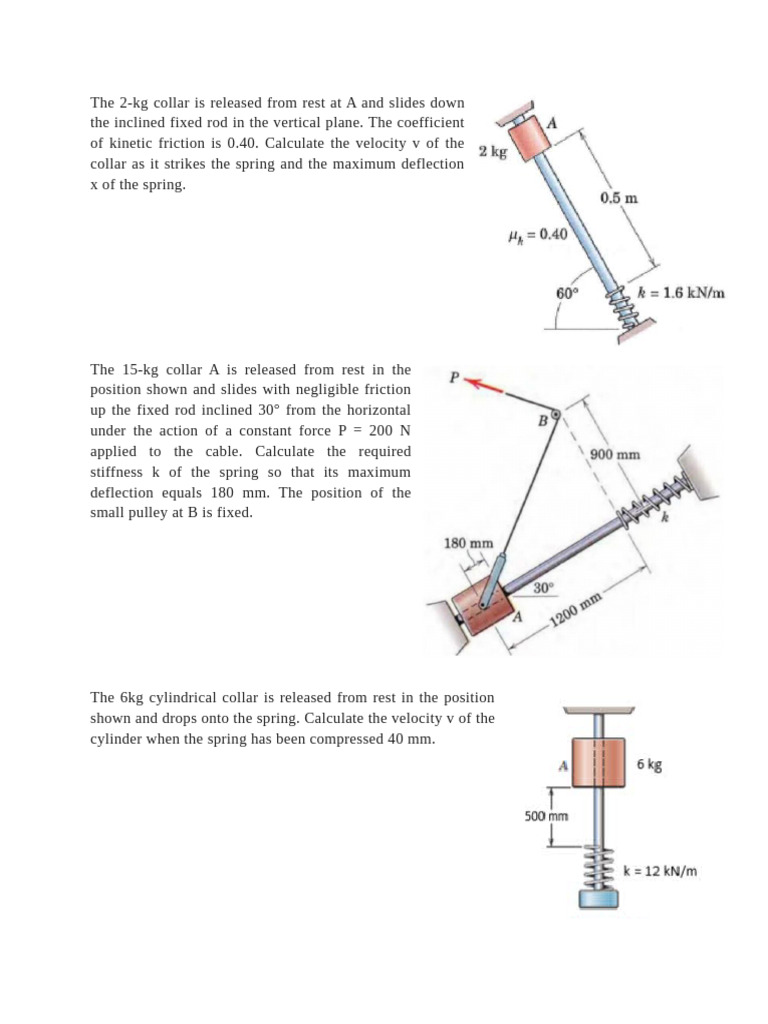 Collar Dynamics and Spring Deflection Calculations | PDF