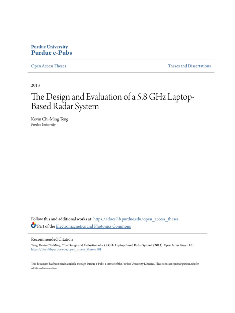 The Design and Evaluation of a 5.8 GHz Laptop-Based Radar System | PDF ...