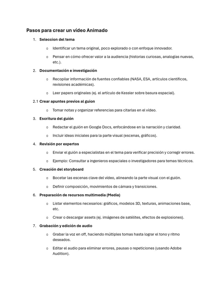 Pasos para Crear Un Vídeo de Animado | PDF | Gráficos de computadora 3 ...