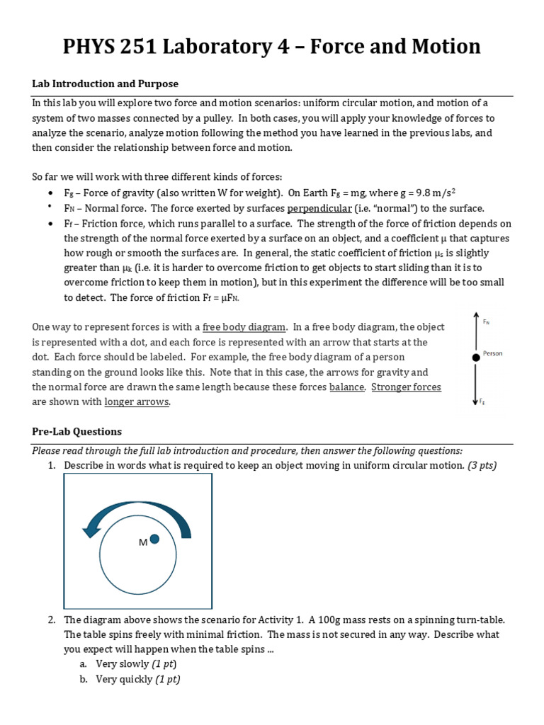 Force and Motion Lab: Circular Motion Analysis | PDF | Force | Friction