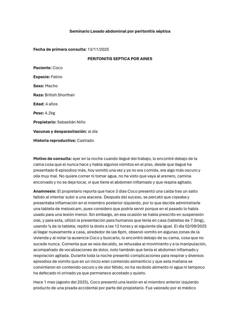 Peritonitis Séptica en Gato Británico | PDF | Enfermedades y trastornos ...