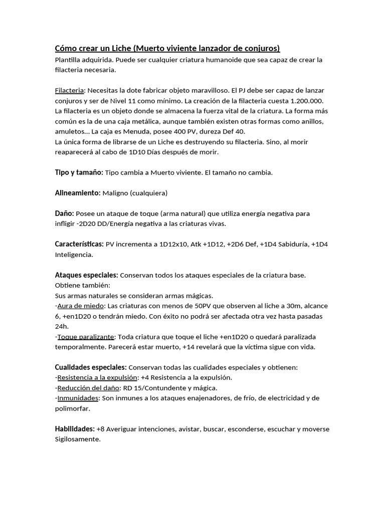 Cómo Crear Un Liche | PDF