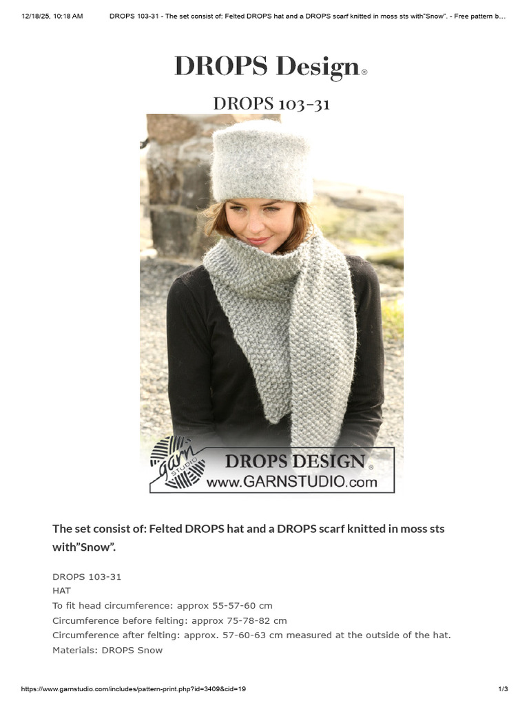 Felted Hat and Scarf Pattern | PDF | Knitting | Textile Arts