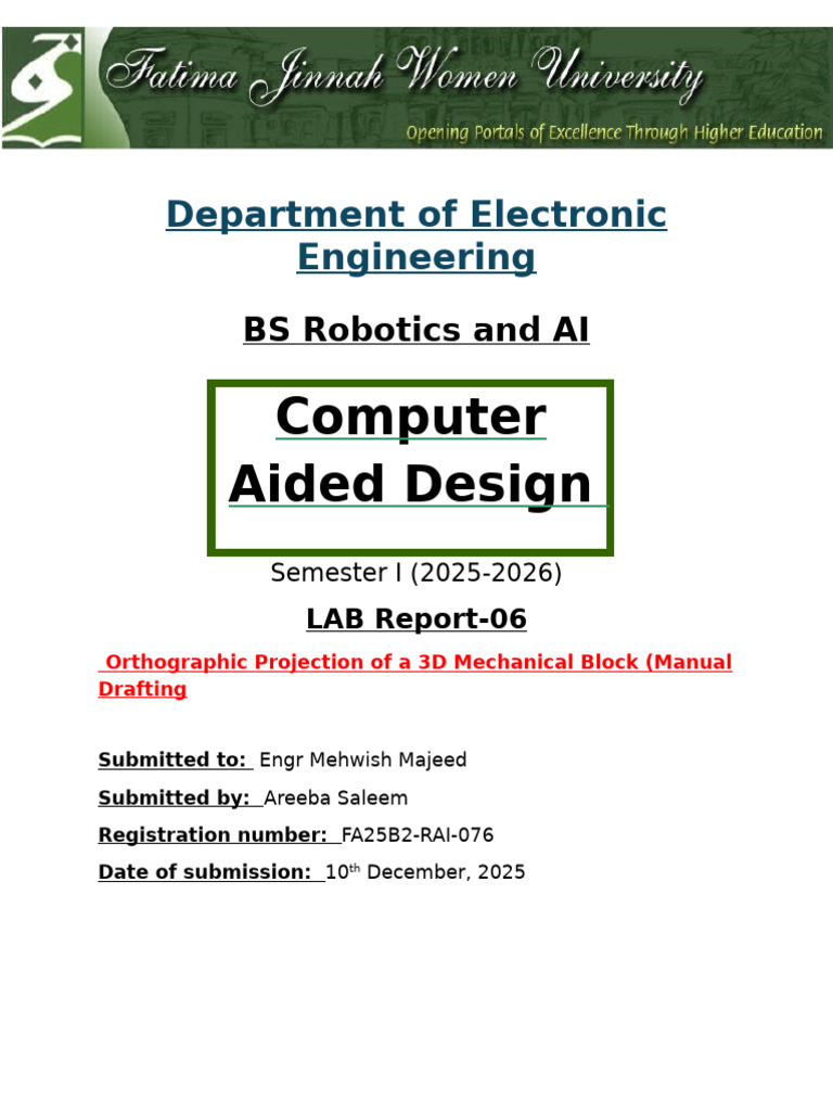 Orthographic Projection Lab Report 6 | PDF