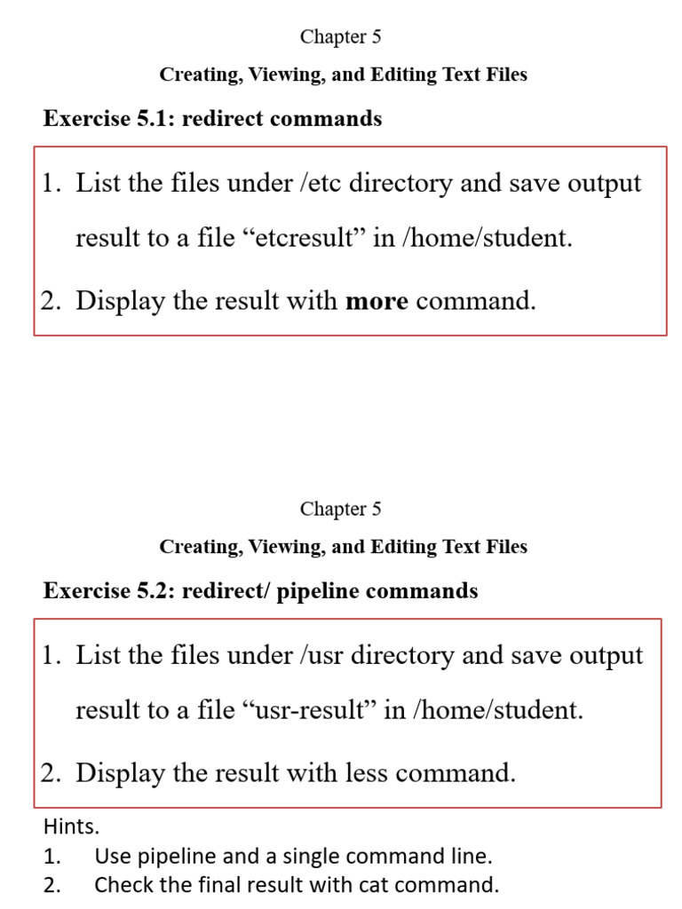 CH5 Redirecting Output and Editing Text Files | PDF