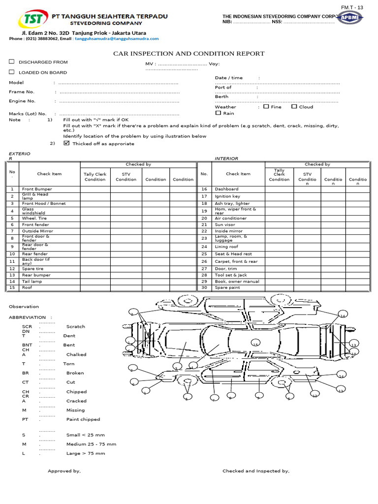 Car inspection and condition report TST2025 | PDF | Automotive Industry ...