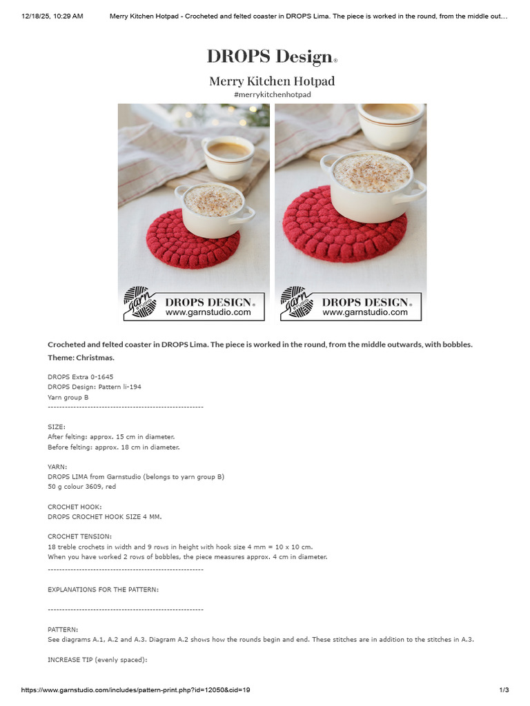 Merry Kitchen Hotpad: #Merrykitchenhotpad | PDF | Crochet | Textile Arts