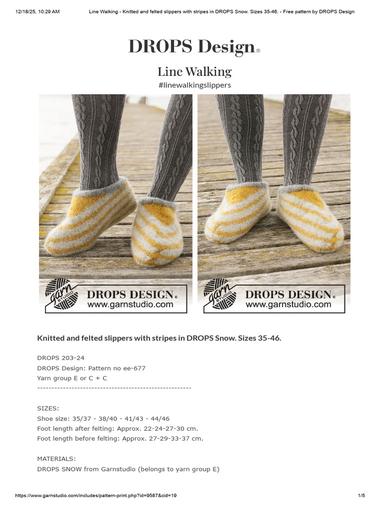 Line Walking - Knitted and felted slippers with stripes in DROPS Snow ...