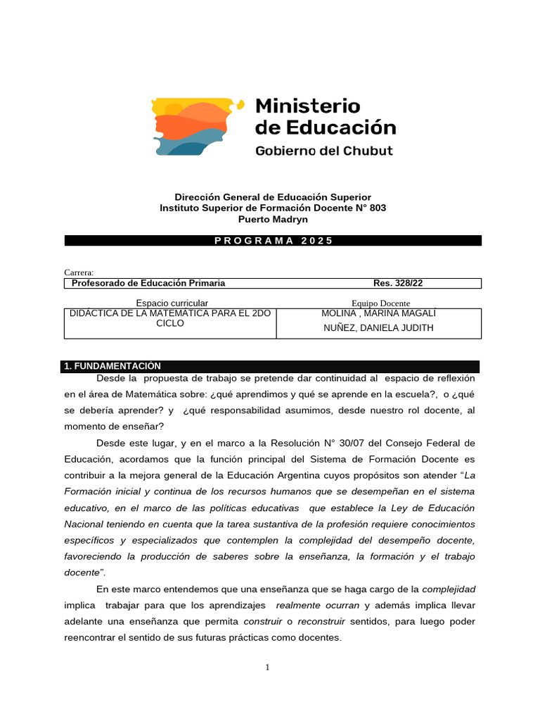 Didactica de La Matematica para El 2do Ciclo 2025 Molina y Nunez Marina ...