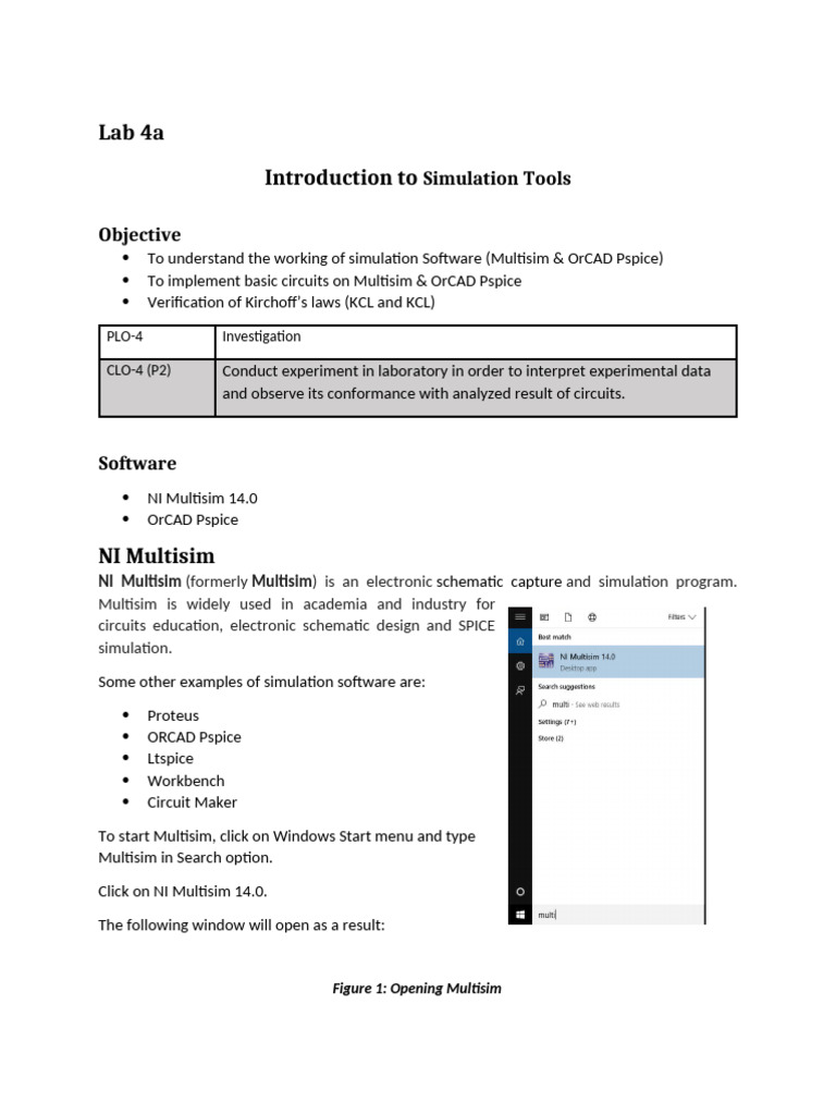 Simulation Tools: Multisim & OrCAD Pspice Guide | PDF | Electrical ...