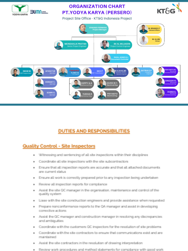 KT&G Indonesia Project Organization Chart | PDF | Occupational Safety ...