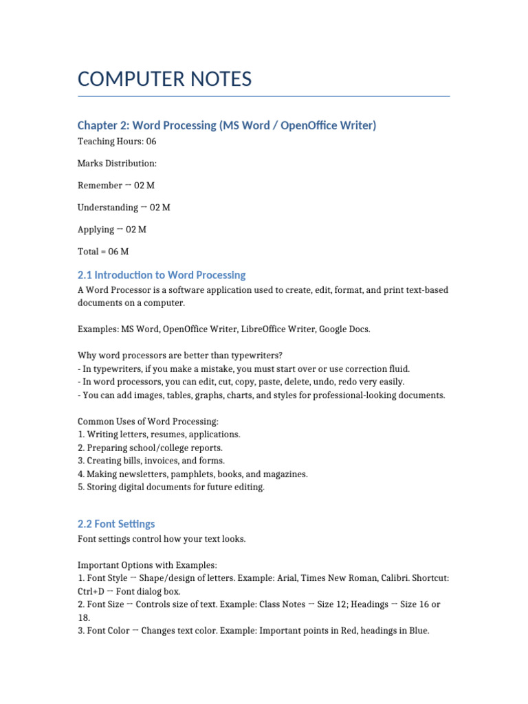 Unit 2. Word Processing | PDF | Microsoft Word | Word Processor