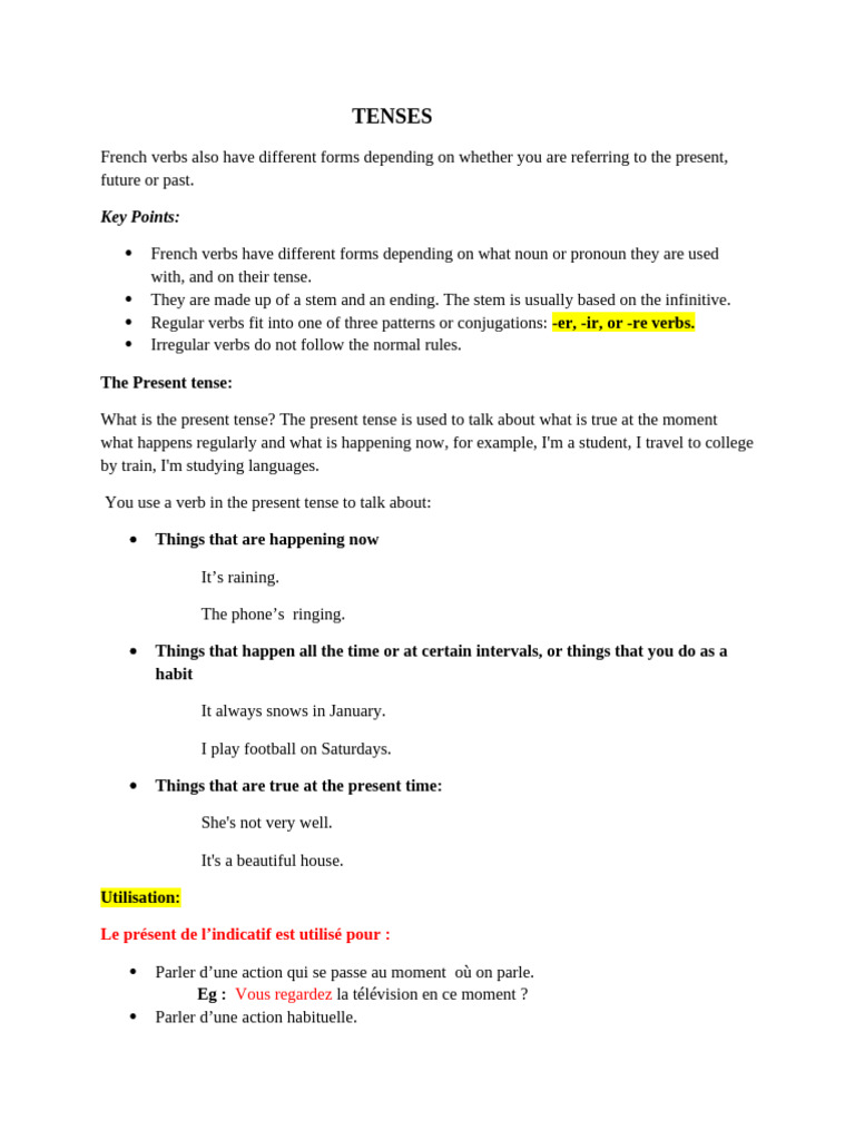 er,ir Verbs | PDF | Grammatical Tense | Syntactic Relationships
