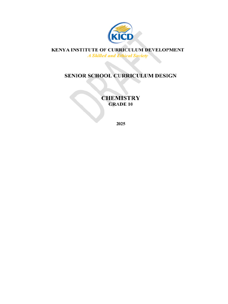 Chemistry New 2026 Curriculum Design For Grade 10 by KICD | PDF