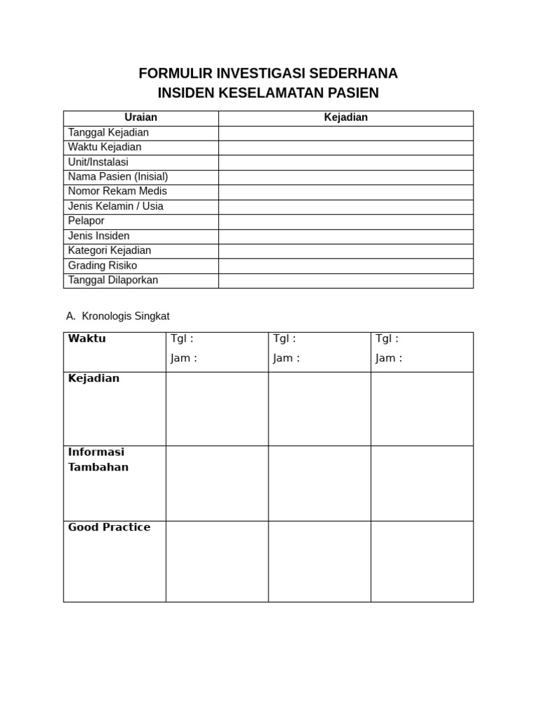 Formulir Investigasi Insiden Keselamatan | PDF