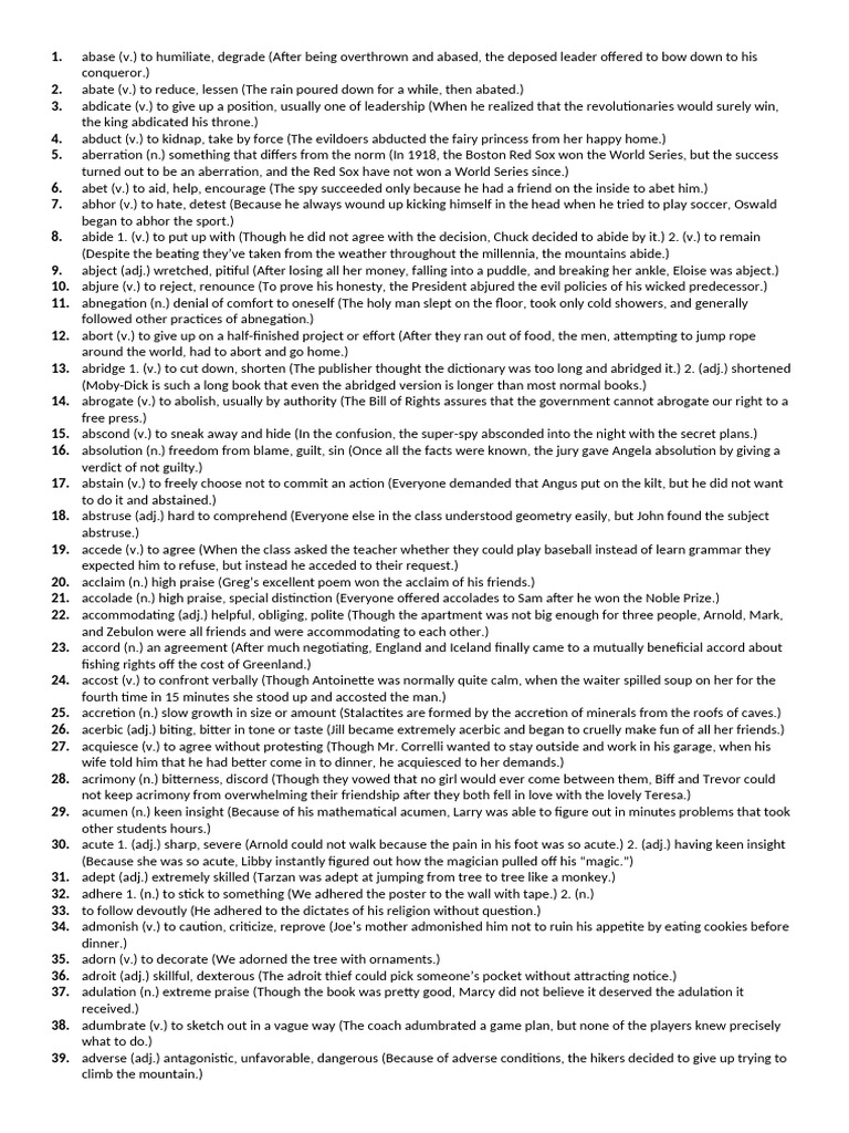 Vocabulary Definitions and Examples | PDF