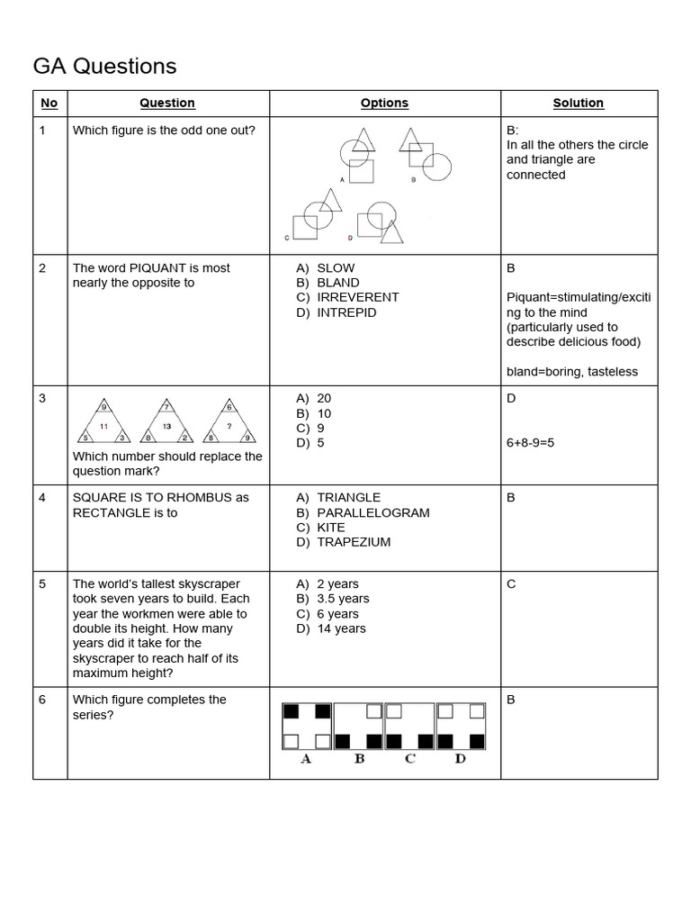 20 Maths and 20 Ga Questions | PDF | Elementary Geometry