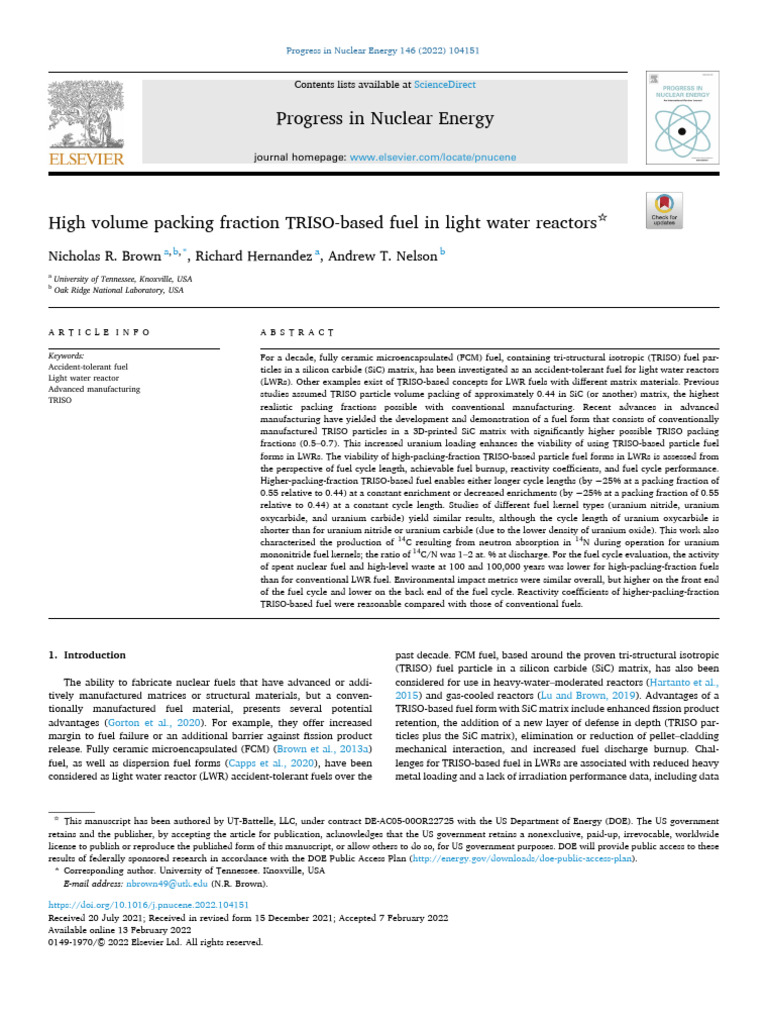 2 - High Volume Packing Fraction TRISO-based Fuel in Light Water ...