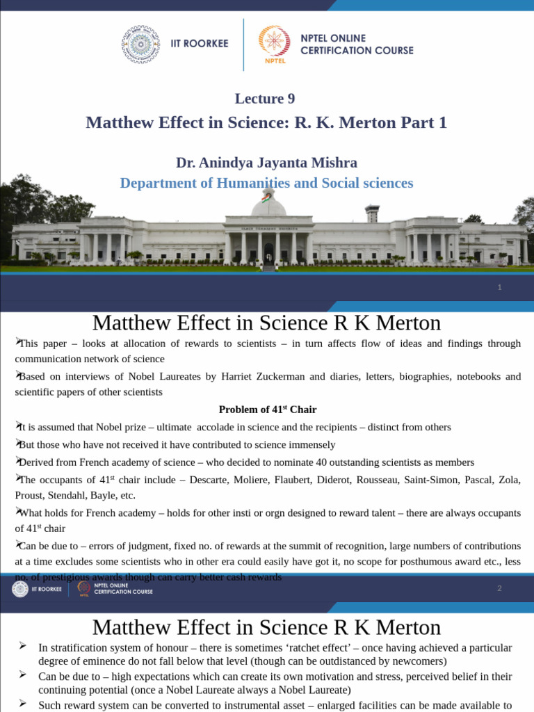 Matthew Effect in Science Explained | PDF | Science | Scientist