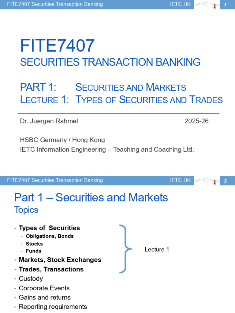 Types of Securities and Trades Overview | PDF | Securities (Finance ...
