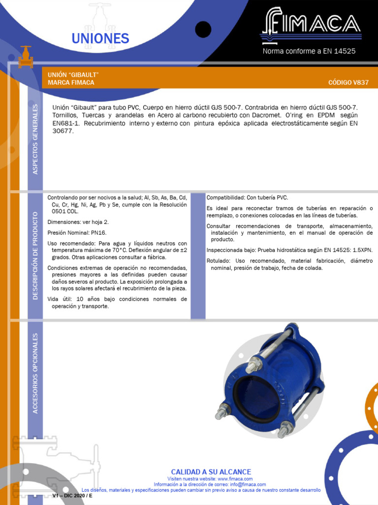 HT - V837 - Unión Gibault | PDF | Tubería (transporte de fluidos ...