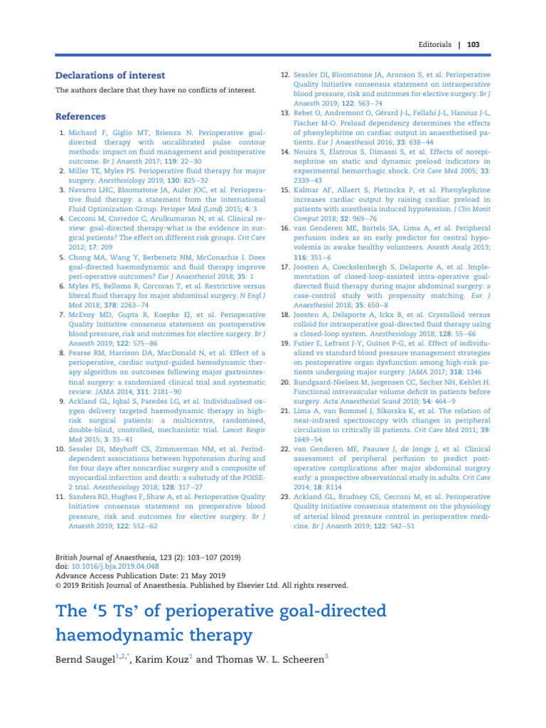 Perioperative Goal-Directed Therapy Explained | PDF