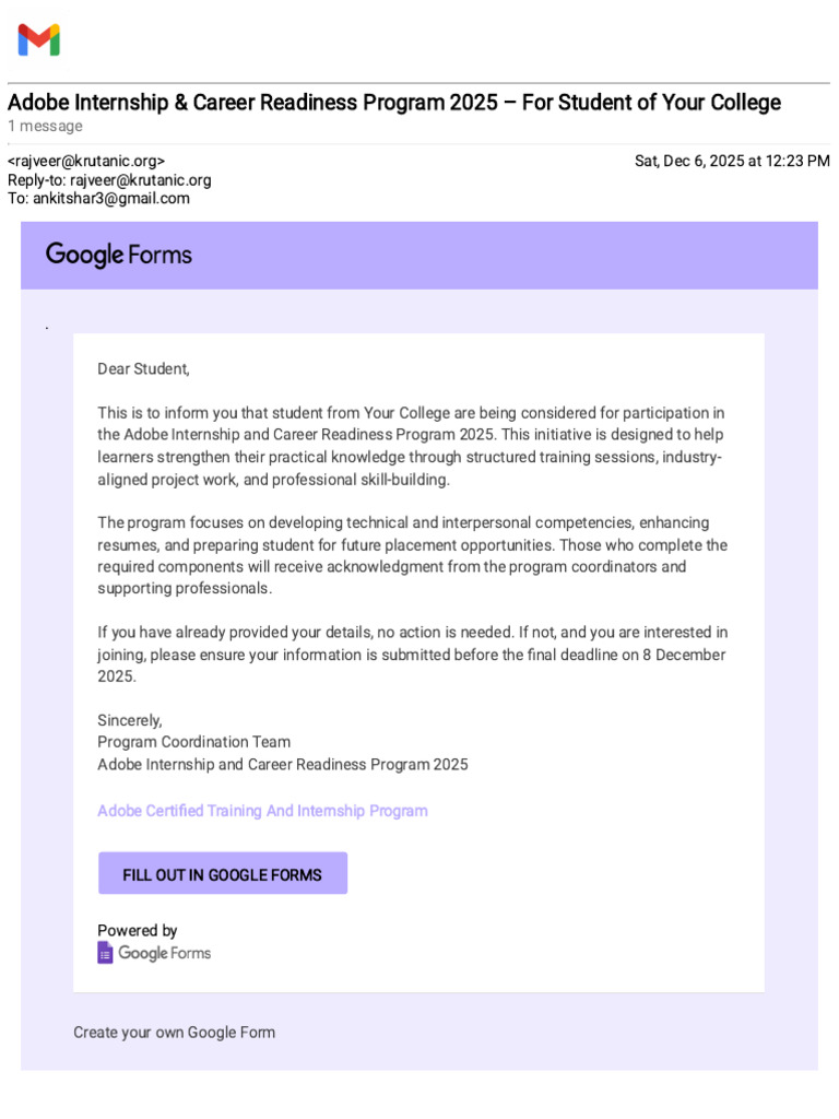 Gmail - Adobe Internship & Career Readiness Program 2025 - For Student ...