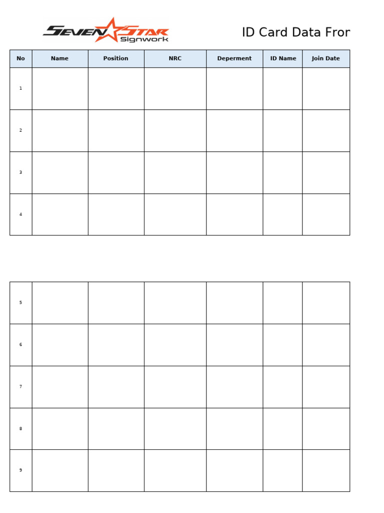ID Card Data From 7 Star | PDF