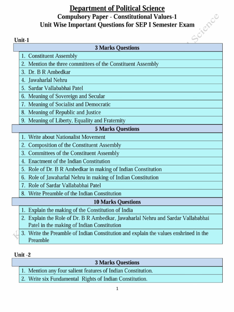 Constitutional Values Exam Questions Guide | PDF | Constitution ...