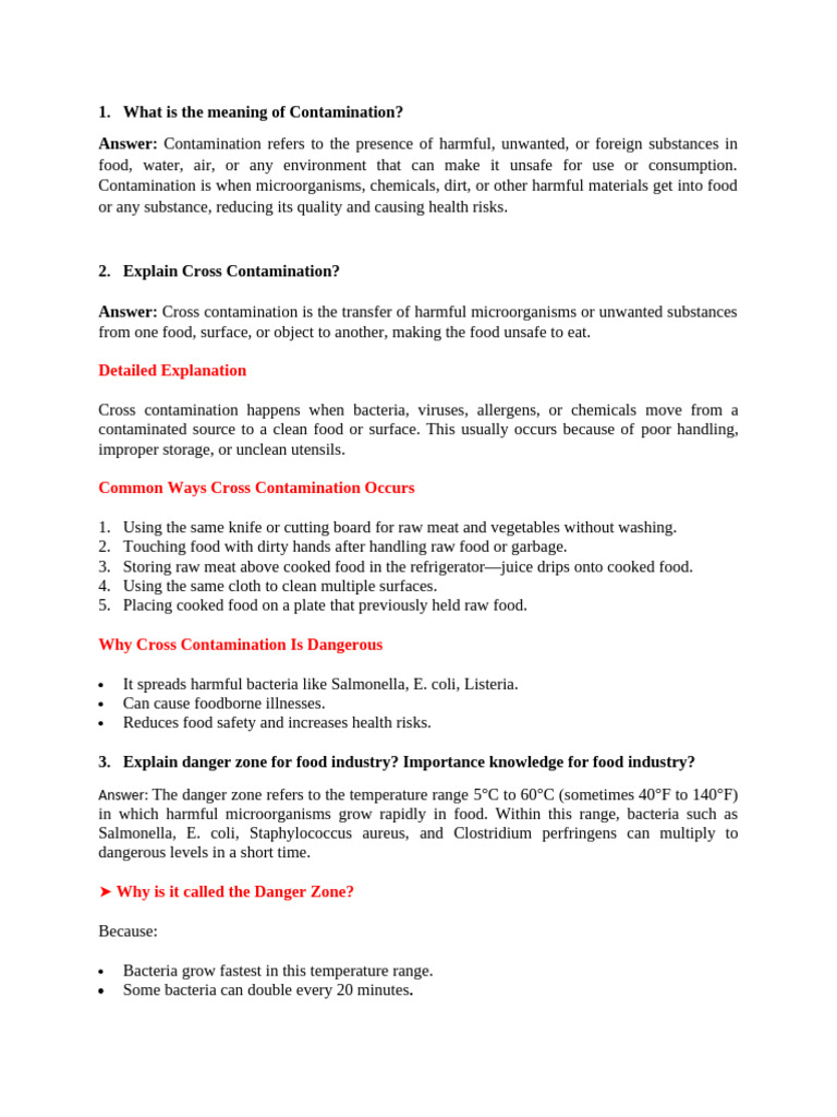 What Is The Meaning of Contamination | PDF | Foods | Cooking