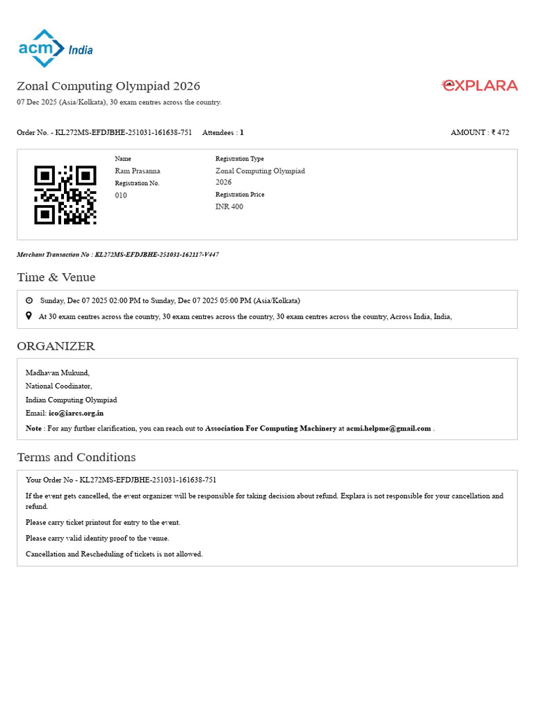 Zonal Computing Olympiad 2026 Registration | PDF