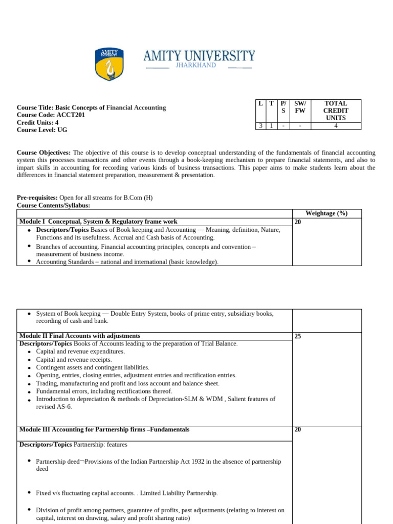 New Syllabus | PDF | Bookkeeping | Financial Accounting