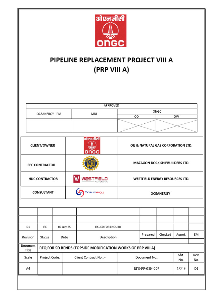 Rfq-Pp-Gen-007 - 5d Bends For PRP Viiia | PDF | Specification ...