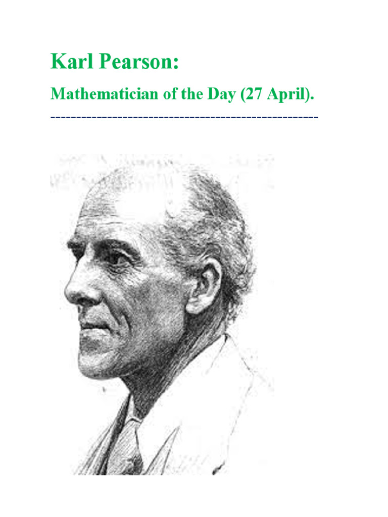 Karl Pearson Mathematician of the Day (27 April) | PDF