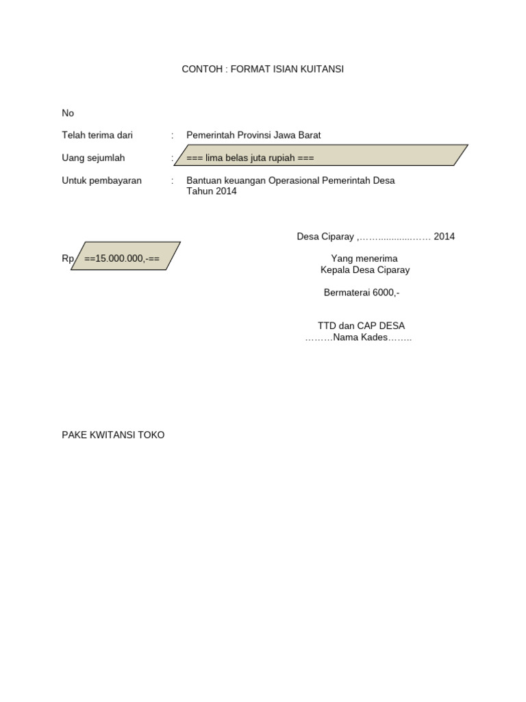 Contoh Format Kuitansi | PDF
