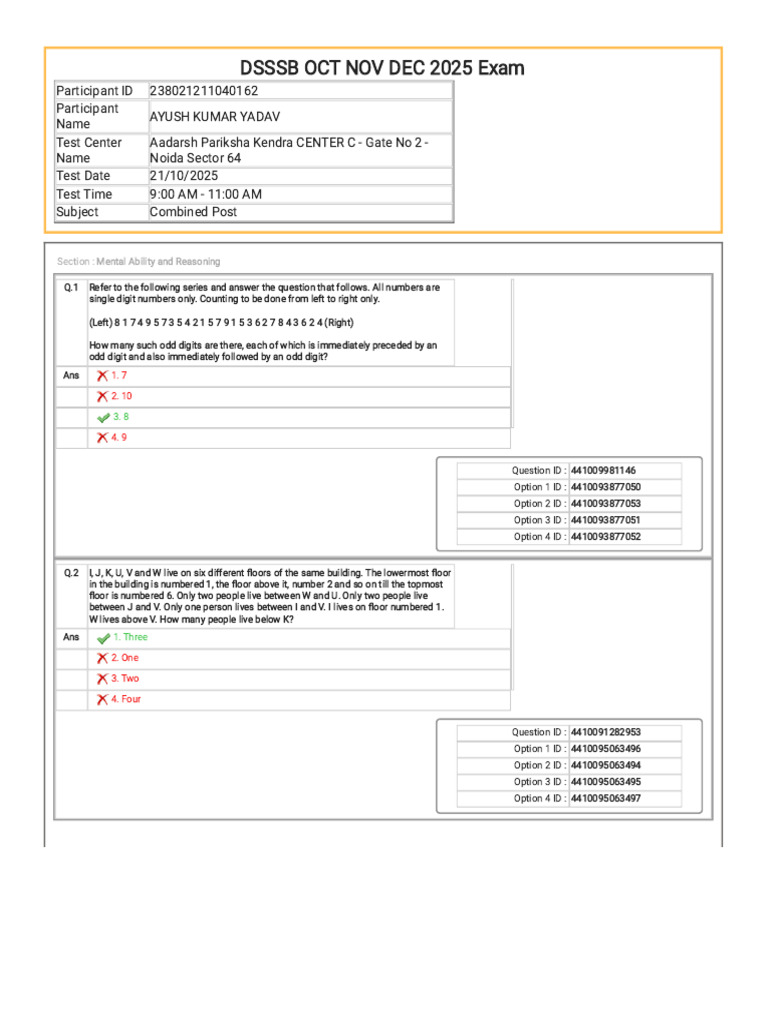 answer key dssb | PDF