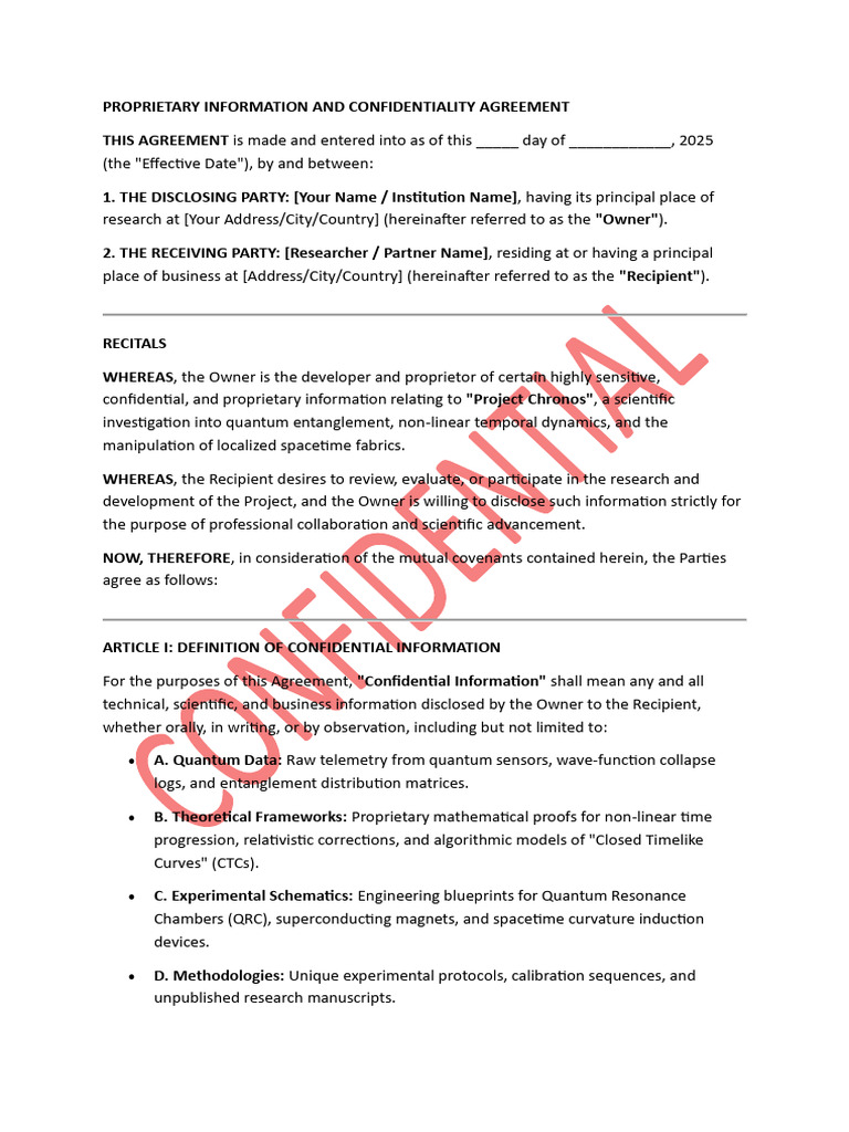 Proprietary Information and Confidentiality Agreement | PDF ...