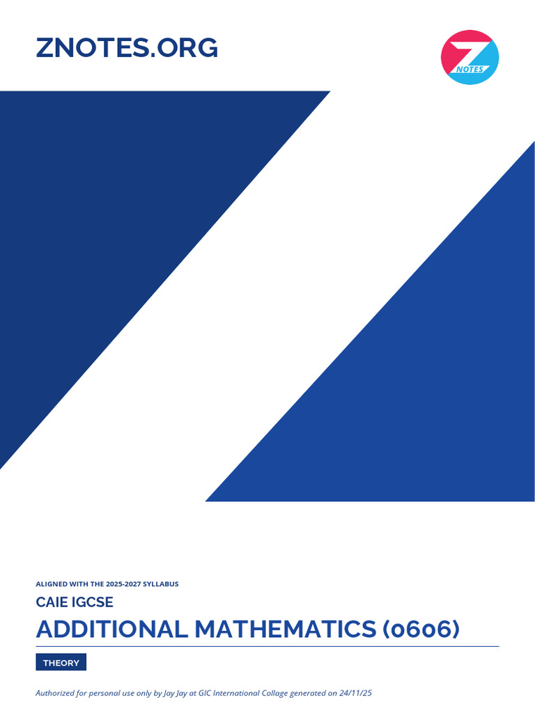 CAIE - IGCSE - Additional Mathematics | PDF | Function (Mathematics ...