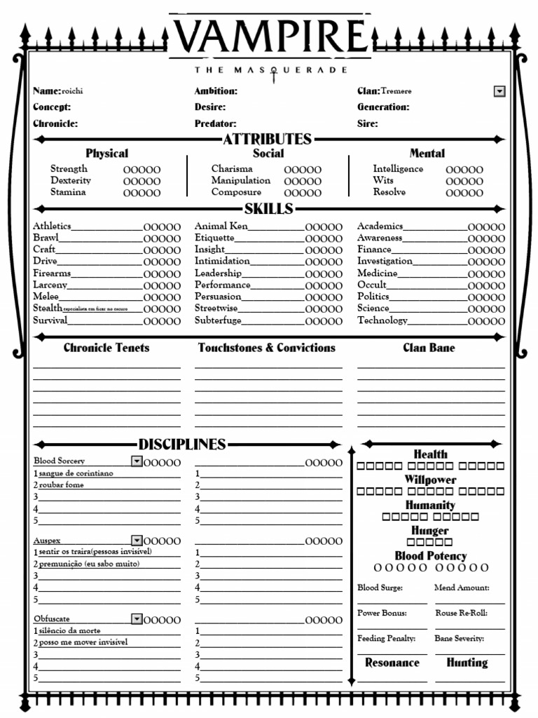 Vampire 5thedition 2-Page Interactive Cópia | PDF | Vampires | Role ...