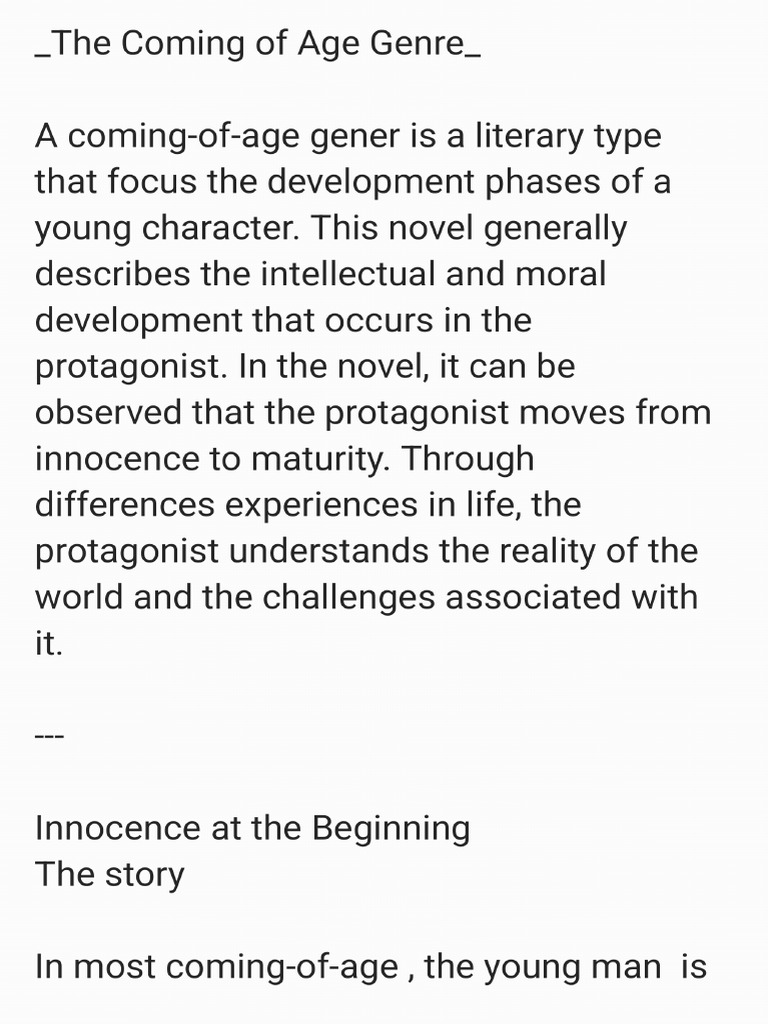 Literature Coming-Of-Age Genre | PDF