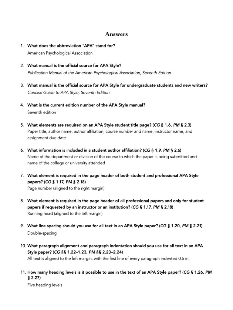 APA Q&A DOC | PDF