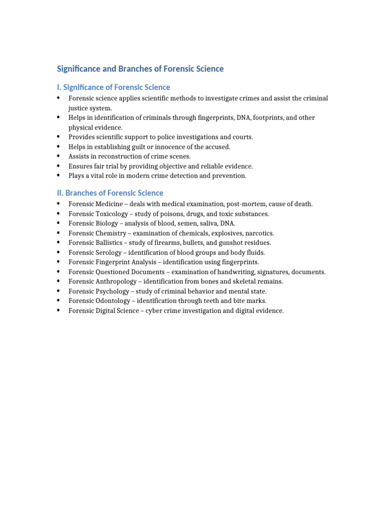 Forensic Science: Importance & Branches | PDF