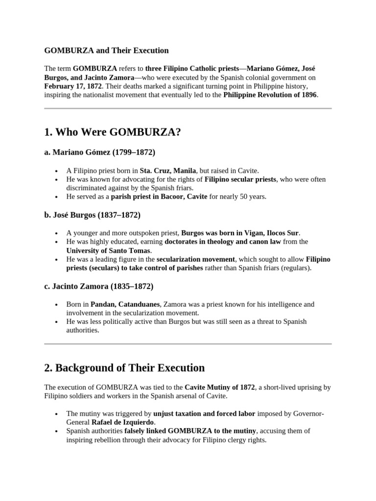GOMBURZA: Martyrs of Philippine Nationalism | PDF | Philippines ...