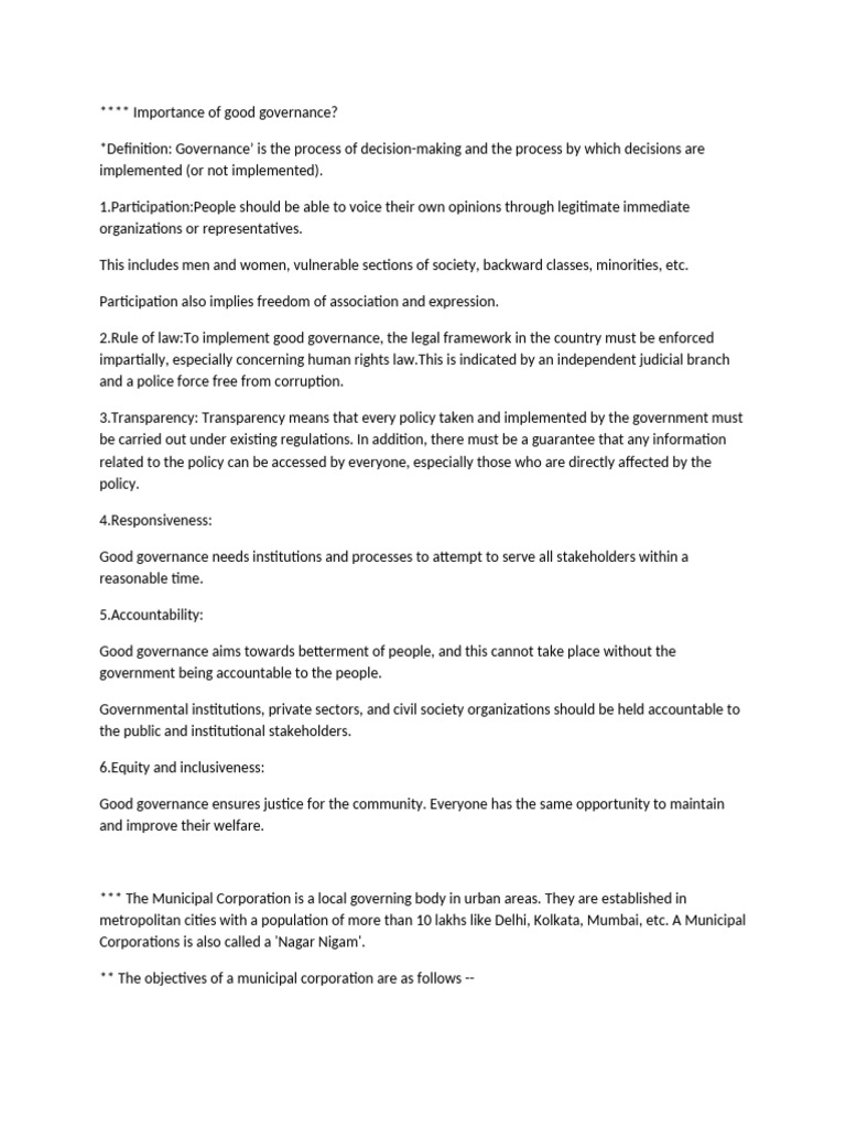 Principles of Good Governance Explained | PDF | Governance | Bureaucracy