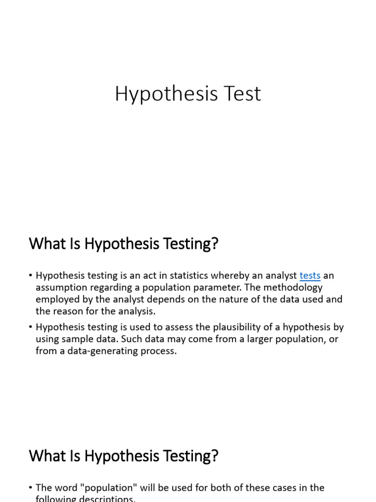7 - Hypothesis Test Lecture | PDF | Hypothesis | Null Hypothesis