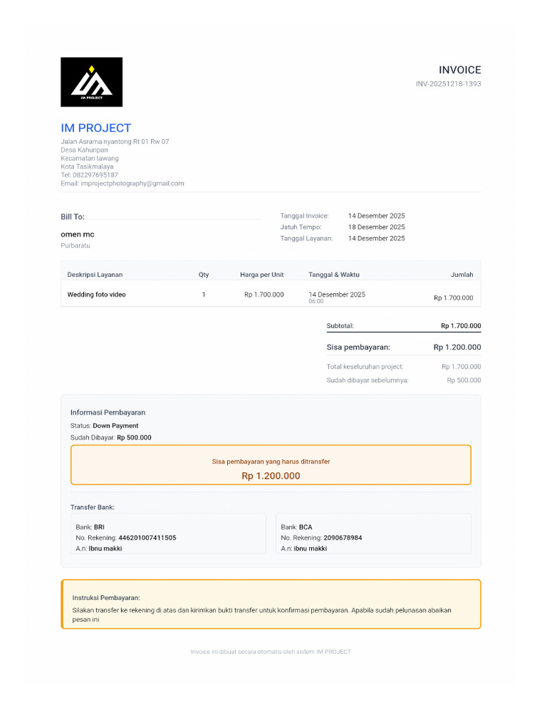 Invoice INV-20251218-1393 Omen MC | PDF
