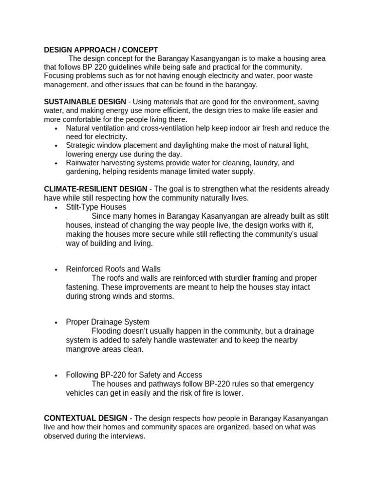 Sustainable Housing Design for Barangay Kasangyangan | PDF | Water ...
