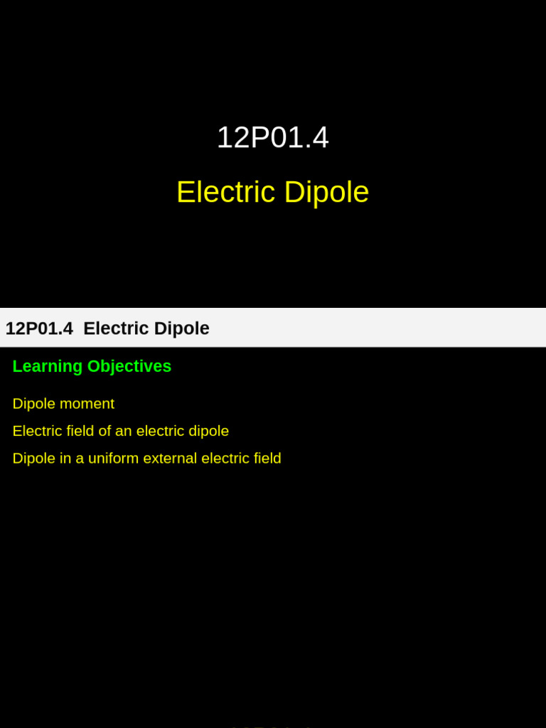 Electric Dipole: Concepts and Calculations | PDF | Dipole | Chemical ...